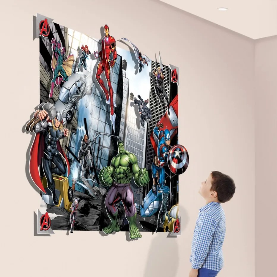 3D fototapeta s dekoracemi Walltastic Avengers velikost 121x152 cm