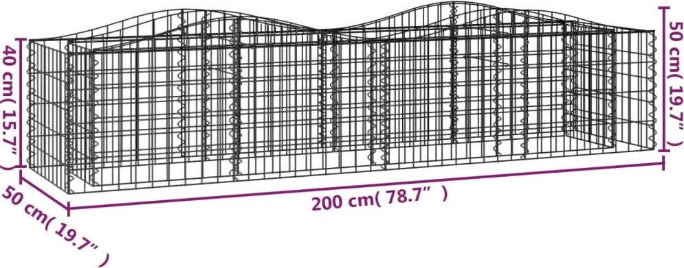 Klenutý gabion vyvýšený záhon 200x50x50 cm pozinkované železo 153542