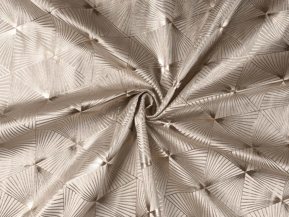 Biante Sametový závěs Isabela IBL-010 Rose Gold trojúhelníky na krémovém 270x140 cm