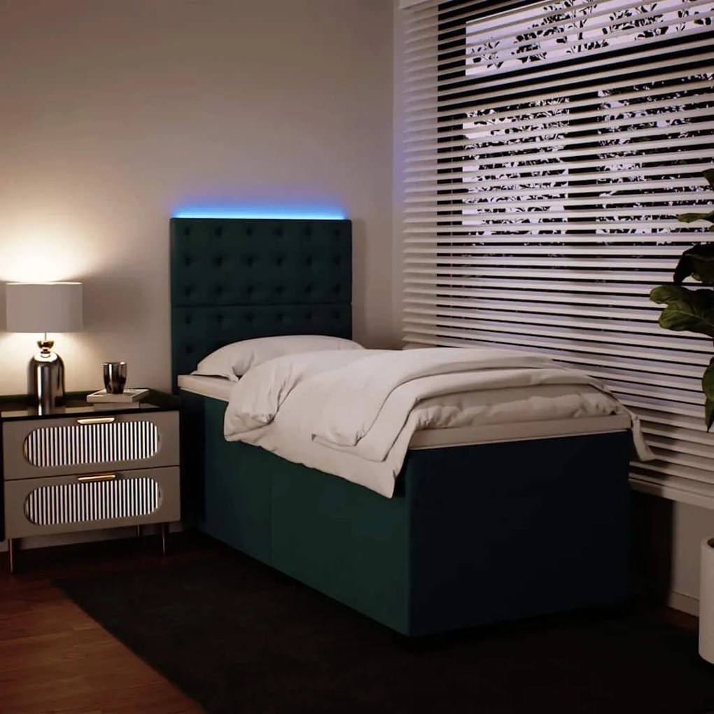 Box spring postel s matrací tmavě zelená 90x190 cm samet 3293101