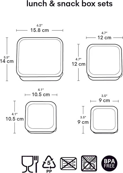 Sada 4 krabiček na oběd a svačinku květy