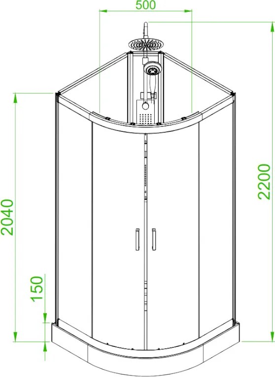 BPS-koupelny Hydromasážní box HYD-Porto 01B 90x90 cm černá/transparent