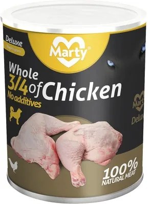Konzerva pro psy MARTY ze 100% masa, celá 1/4 kuřete 800 g