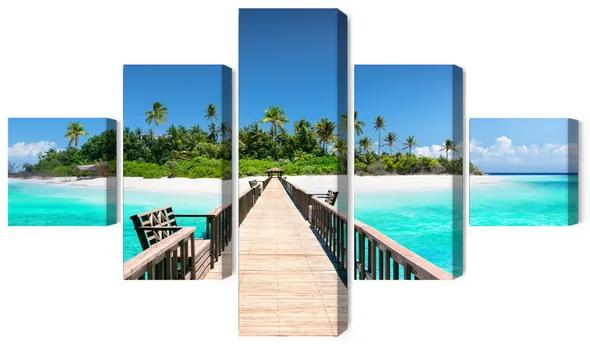 Vícedílný obraz 3D Molo Na Maledivách Nedostatek Nedostatek Plátno Canvas 150x90