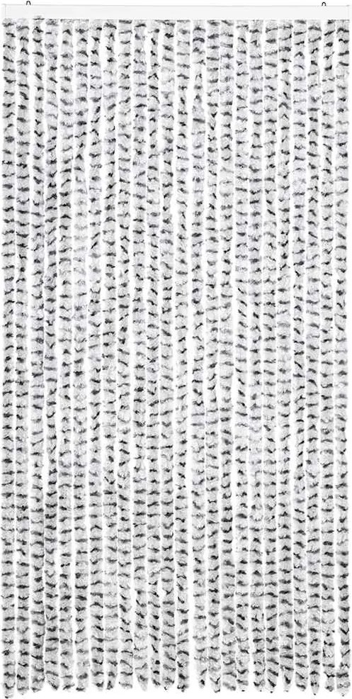 Závěs proti hmyzu bílý a tmavě šedý 100 x 220 cm Chenille 325456