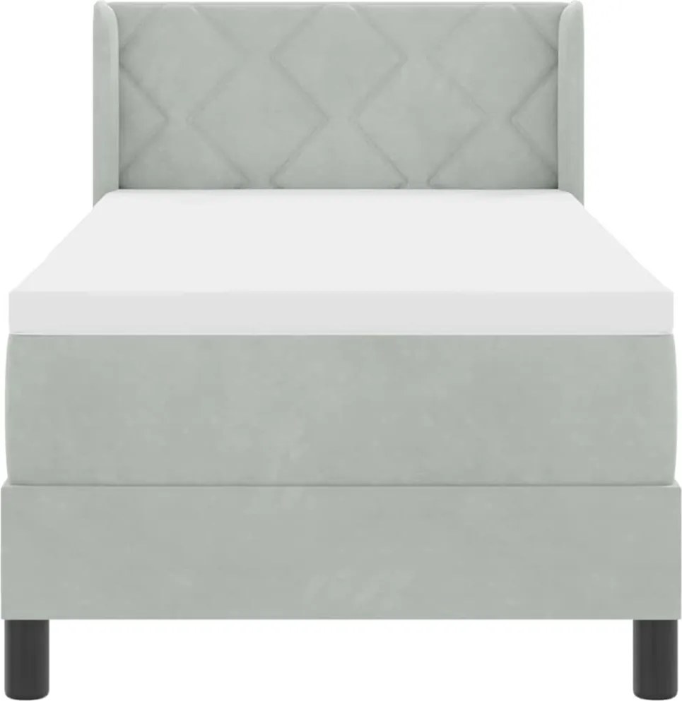 Postel s boxspringem s čelo Světle šedá 200 x 80 cm samet 3341492