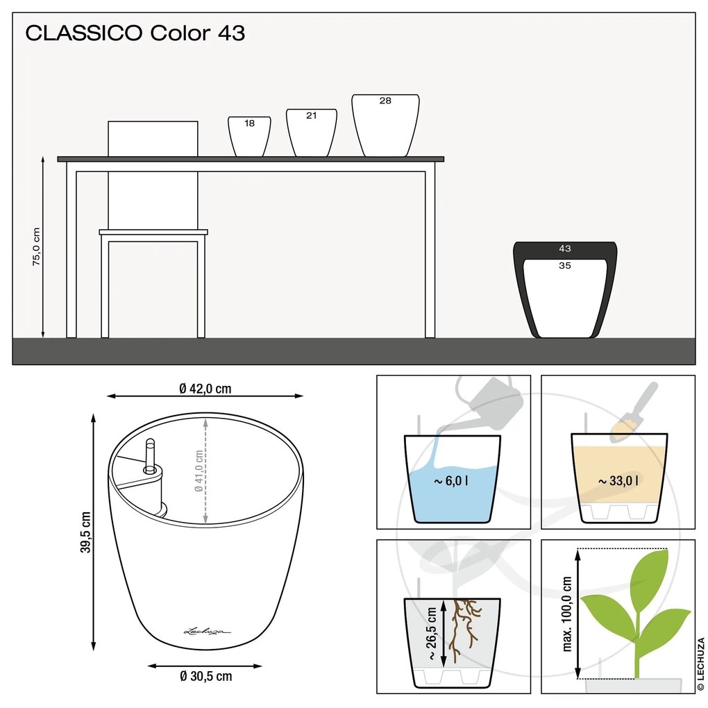 Lechuza Classico All Inclusive Set Nutmeg Ø 35 cm / V 32 cm