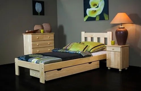 ImportWorld Dřevěná postel Markéta 90x200 + rošt ZDARMA - borovice