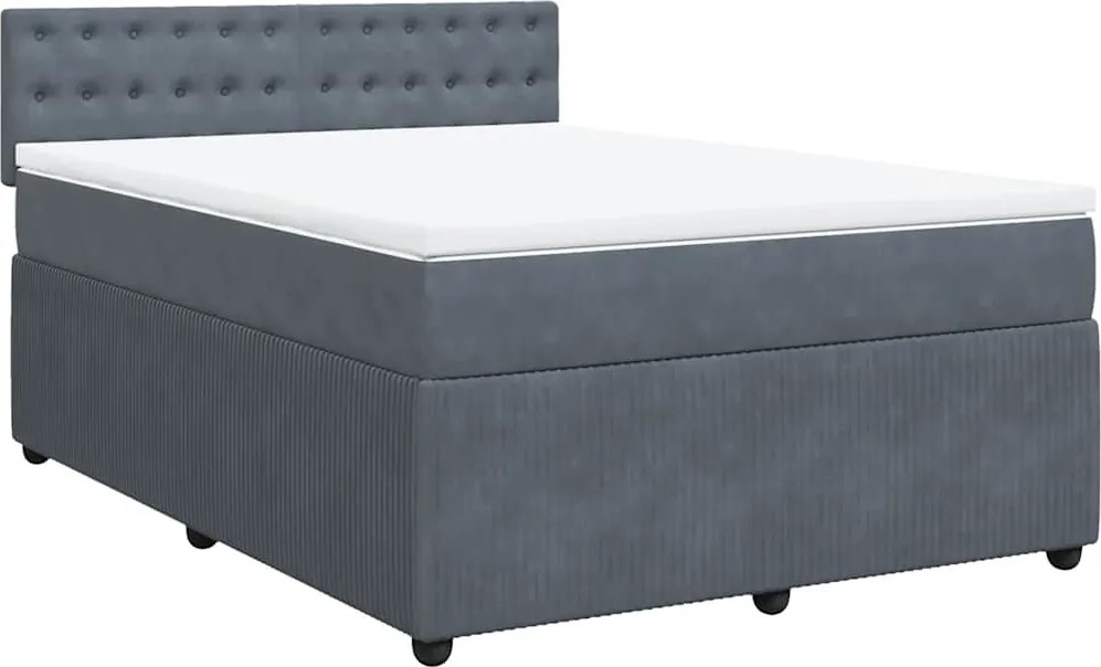 Box spring postel s matrací tmavě šedá 160x200 cm samet 3290095