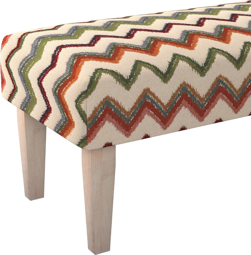 Dlouhá lavička 100x40cm barva vícebarevná látka pletený vzor, vzorované