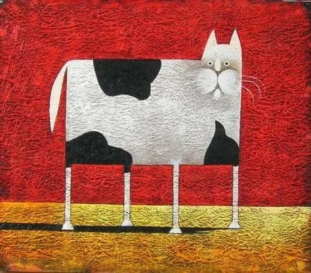 Abstraktní kočka - 60 x 90 cm