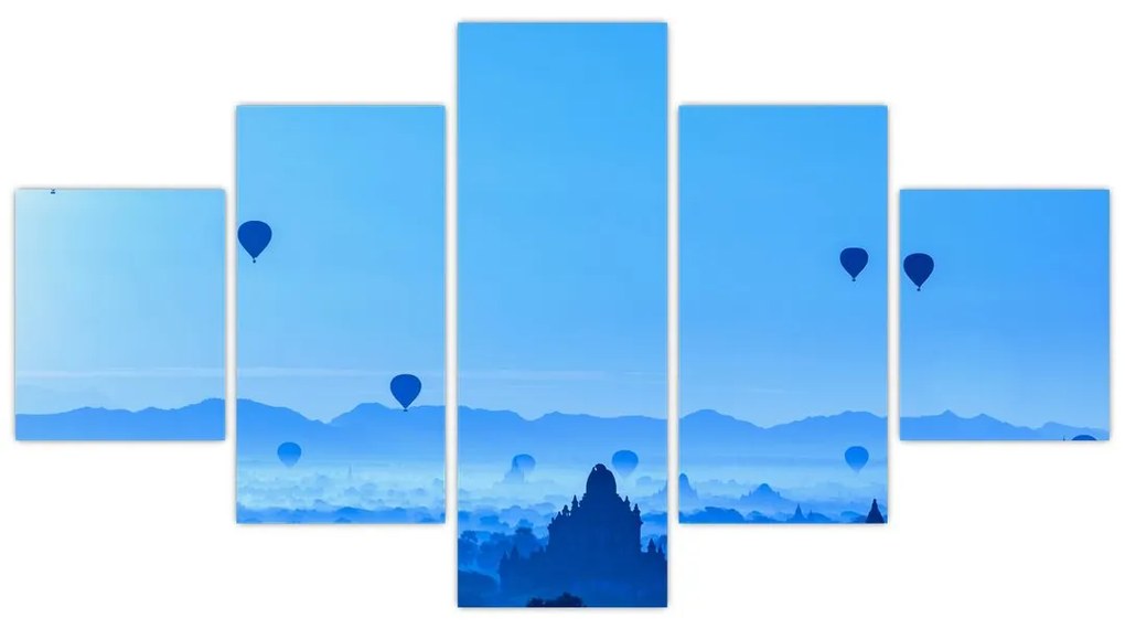 Obraz - Balóny nad krajinou (125x70 cm)