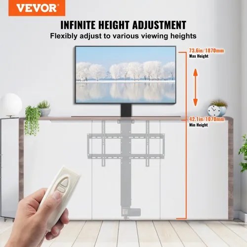 Motorový TV zvedák pro obrazovky 66–152,4 cm, zdvih 800 mm, nosnost 59,9 kg