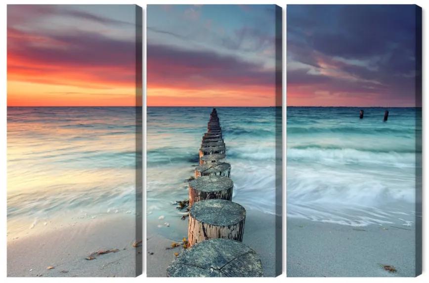 Vícedílný obraz Krásný Západ Slunce Nad Mořem 3D Nedostatek Nedostatek Plátno Canvas 60x40