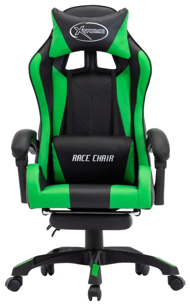 vidaXL Herní židle s podnožkou zelená a černá umělá kůže