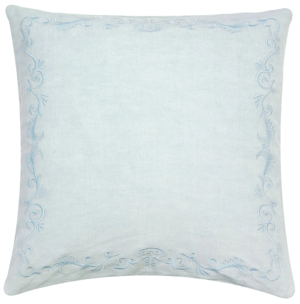 Světle modrý bavlněný povlak na polštář French Flower - 50*50 cm