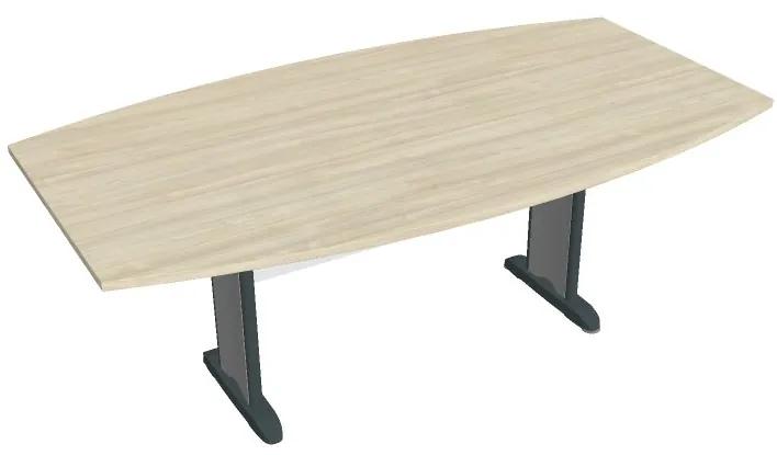 Stůl jednací sud 200 cm - Hobis Cross CJ 200 Dekor stolové desky: akát, Dekor lamino podnože: bílá, Barva nohou: černá