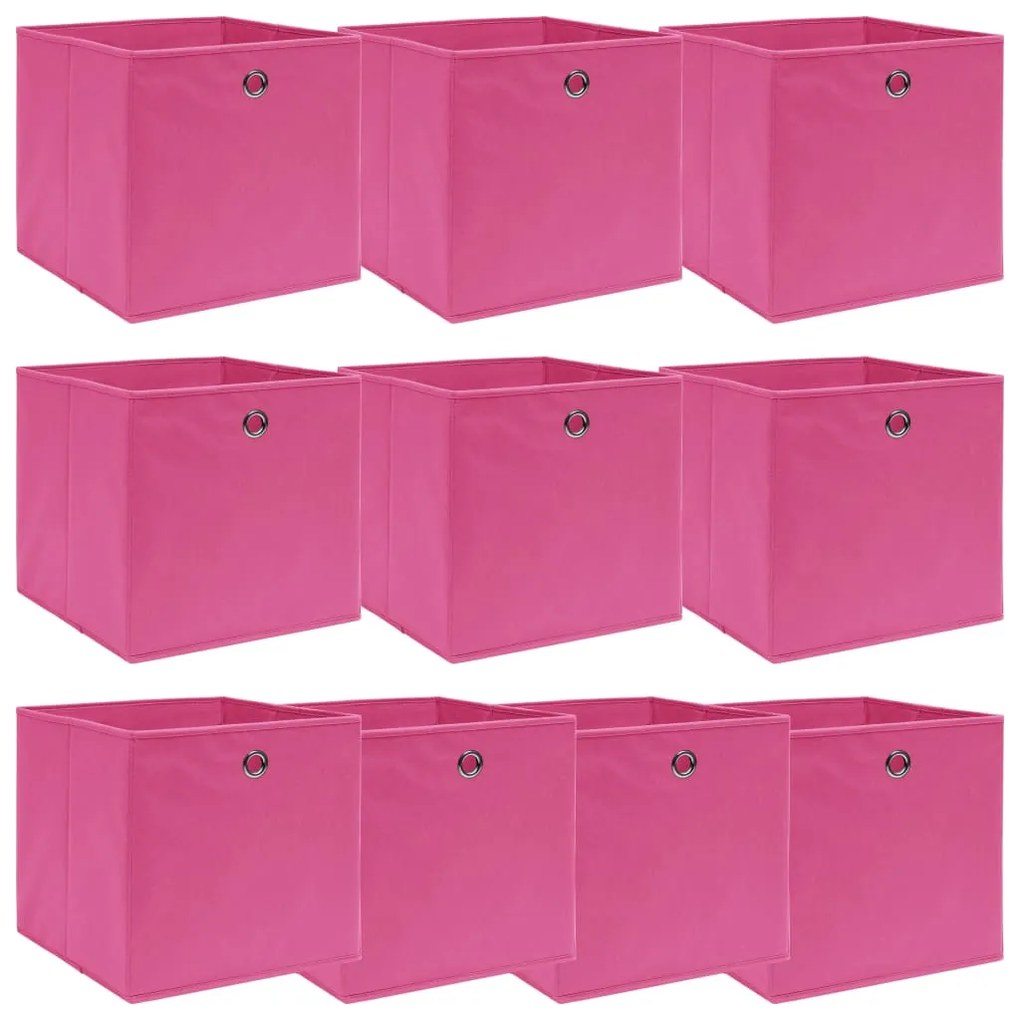 288347 vidaXL Úložné boxy 10 ks růžové 32 x 32 x 32 cm textil