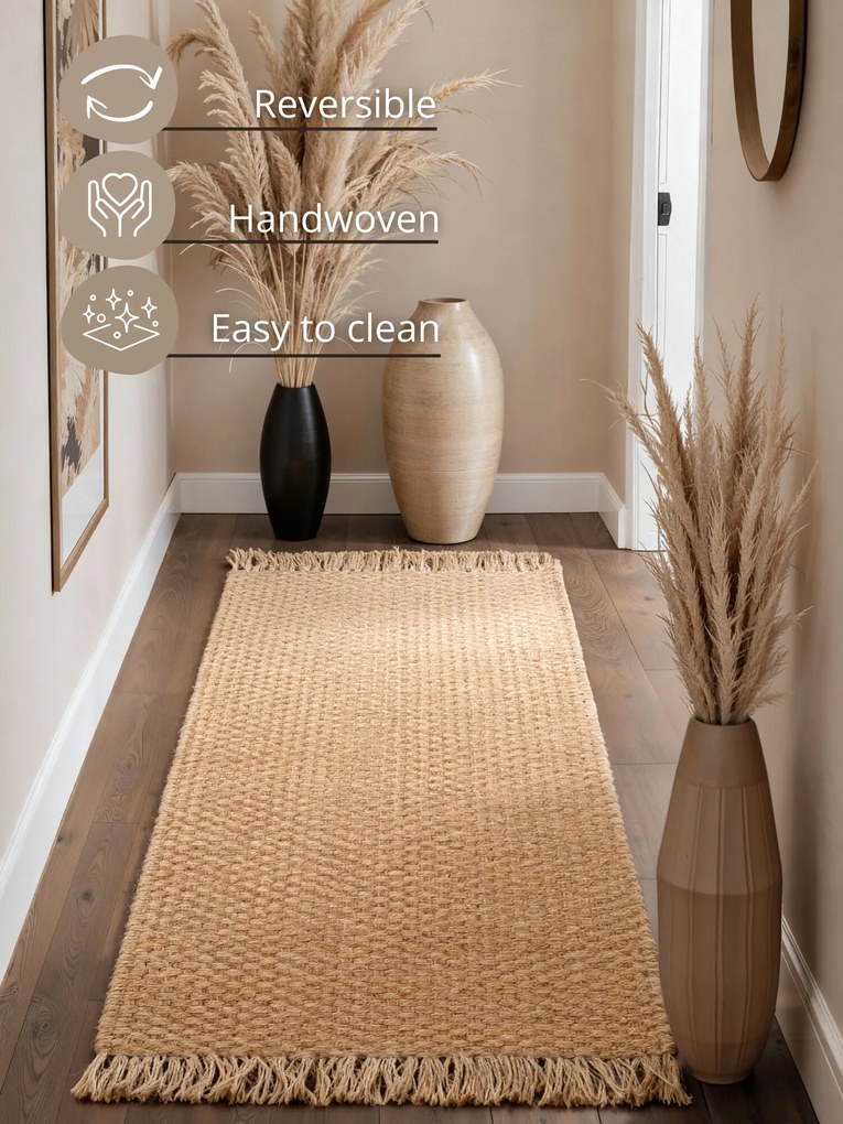 Hanse Home, Běhoun Handloom 106335 Fjord Natural Gold, 80x300, béžová, chodba / předsíň