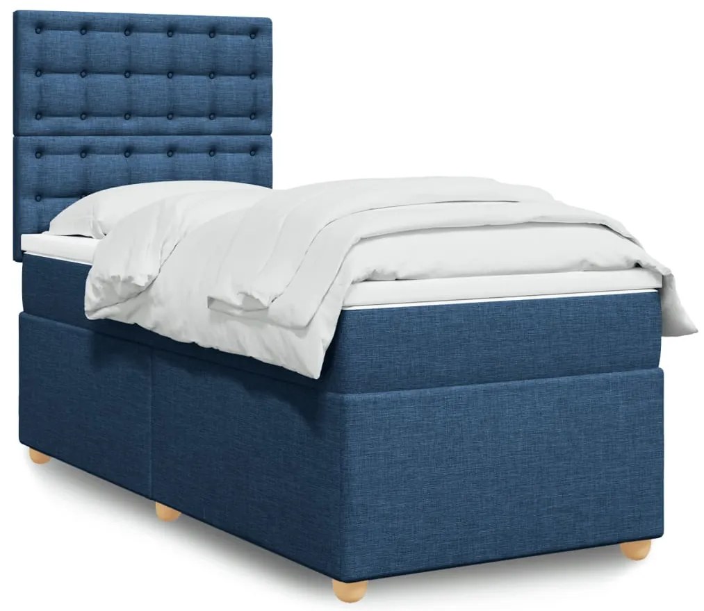 Box spring postel s matrací modrá 80x200 cm textil 3293427
