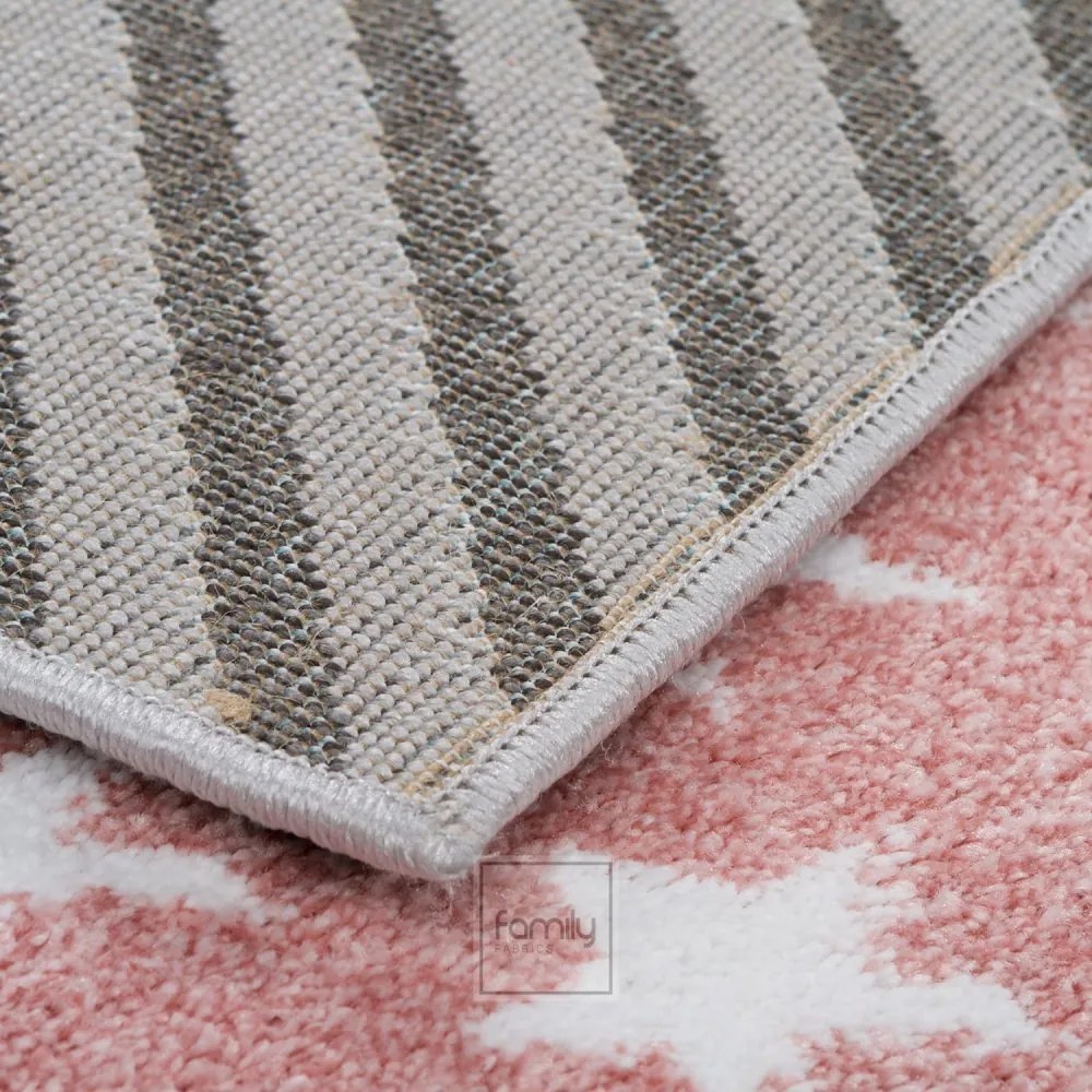 Kulatý dětský koberec se vzorem v růžové barvě Šířka: 100 cm