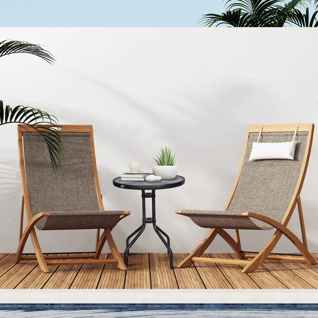 Zahradní stůl Outsunny kulatý balkonový stůl Ø60xH70cm z kovu s bezpečnostním sklem, ideální pro zahradu a balkon