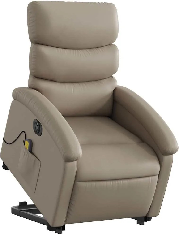 Elektrické zvedací masážní polohovací křeslo cappuccino koženka 3204067