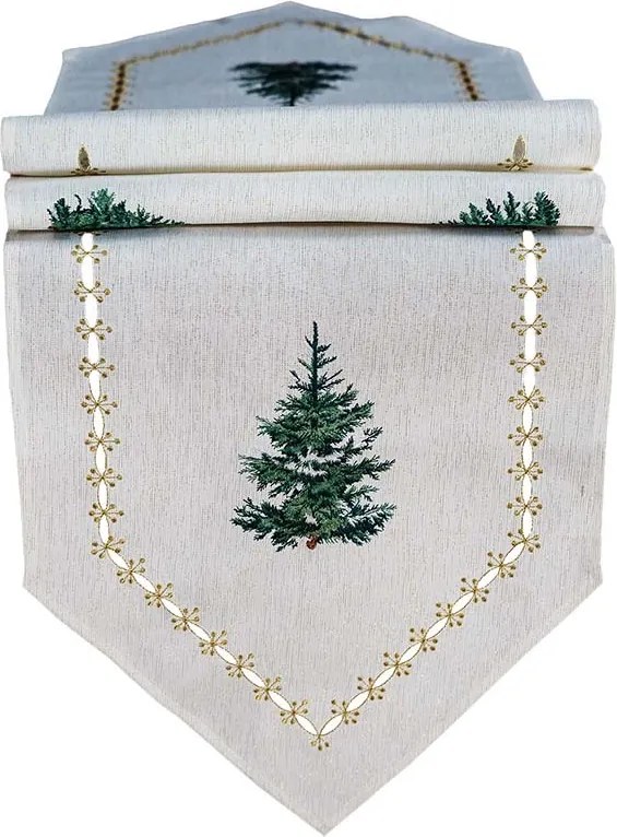 Ubrus Jedlička s lurexovou výšivkou 40 × 140 cm