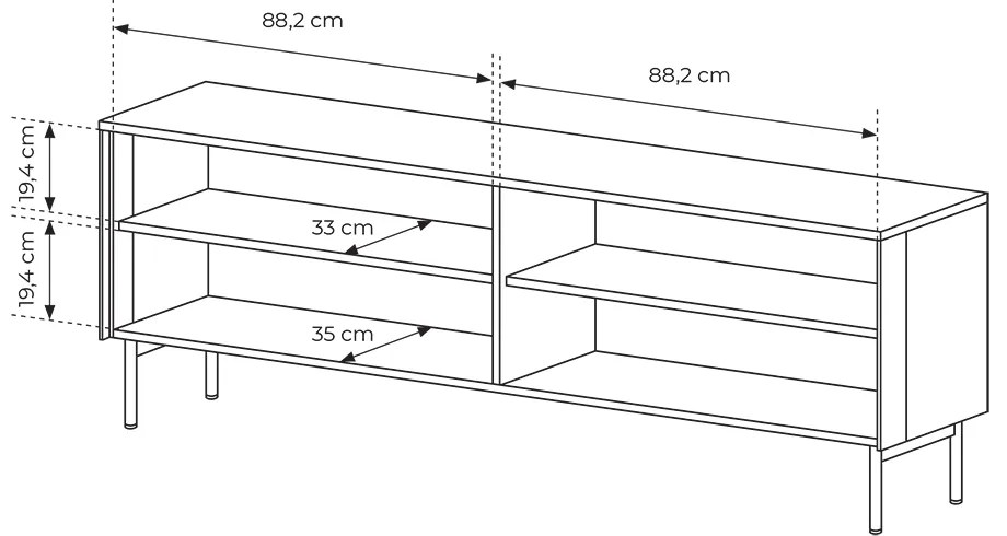LUMI k | TV stolek RTV 181 4D + LED | 181 cm | kašmír/zlatá