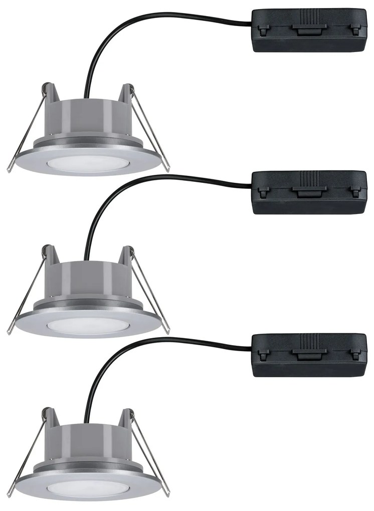 Paulmann 99933 Calla, set kulatých výklopných bodovek v úpravě kartáčovaný hliník, 3x5,2W LED 4000K, stmívatelné, prům.9cm, IP65