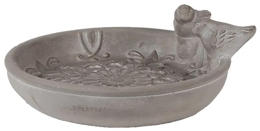 Šedé antik cementové krmítko pro ptáčky s ptáčky - 25*24*9 cm