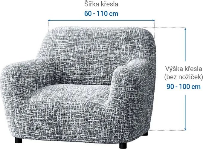 Bielastické potahy GRAFITI NOVÉ antracit křeslo (š. 60 - 110 cm)