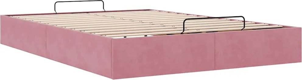 Osmanský rám postele bez matrací růžová 140x190 cm samet 3310966