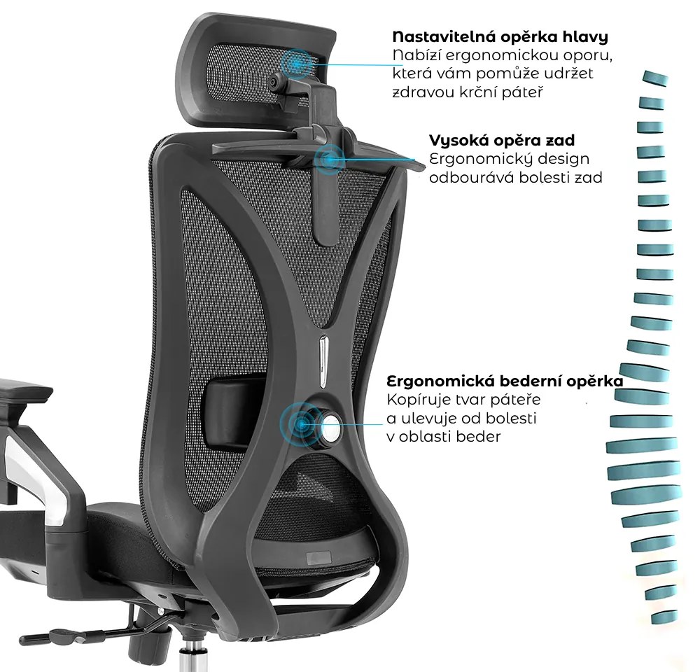 Kancelářská ergonomická židle VERTE X — černá, nosnost 150 kg Kupžidle