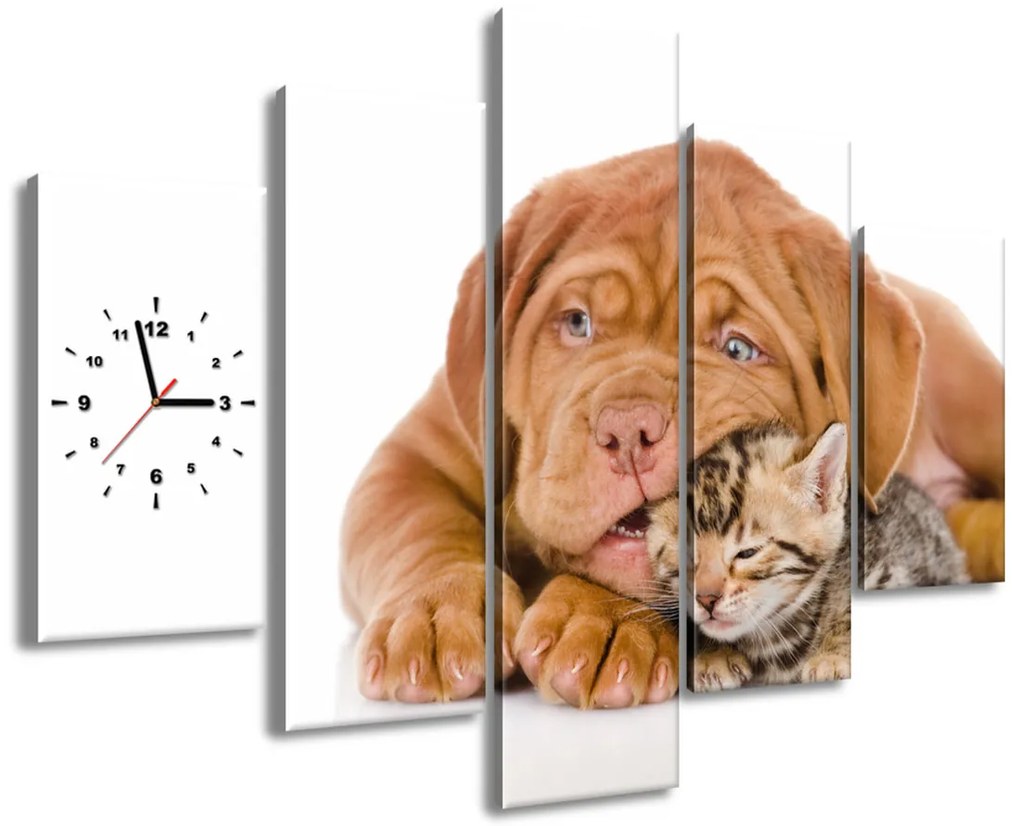 Gario Obraz s hodinami Jako kočka a pes 150x105cm Velikost: 150 x 105 cm