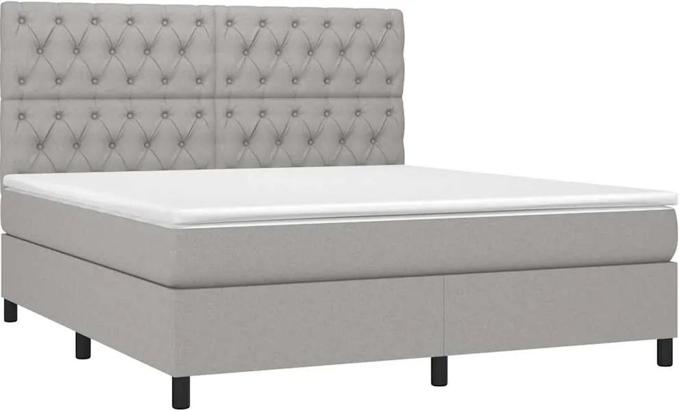 Box spring postel s matrací a LED světle šedá 160x200 cm textil 3135125