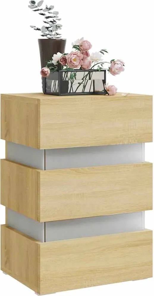 Noční stolek s LED dub sonoma 45 x 35 x 67 cm kompozitní dřevo 326843