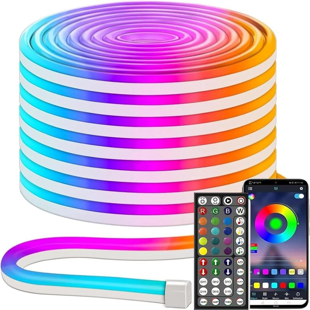 15 m Led páska Neon Flex 5050 Rgb Aplikace Dálkový Ovladač Vodotěsná 24V Bluetooth