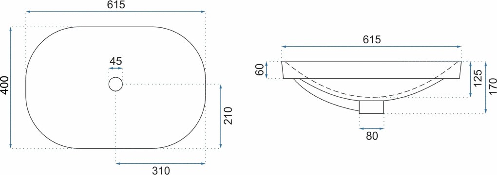Rea Arleta umyvadlo, 59 x 41 cm, bílá, REA-U8700