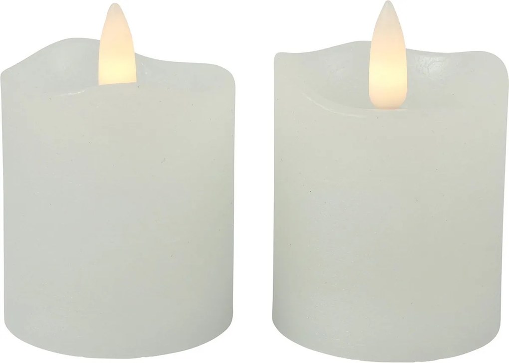 LED sloupová svíčka LYON 8 cm bílá, sada 2 ks