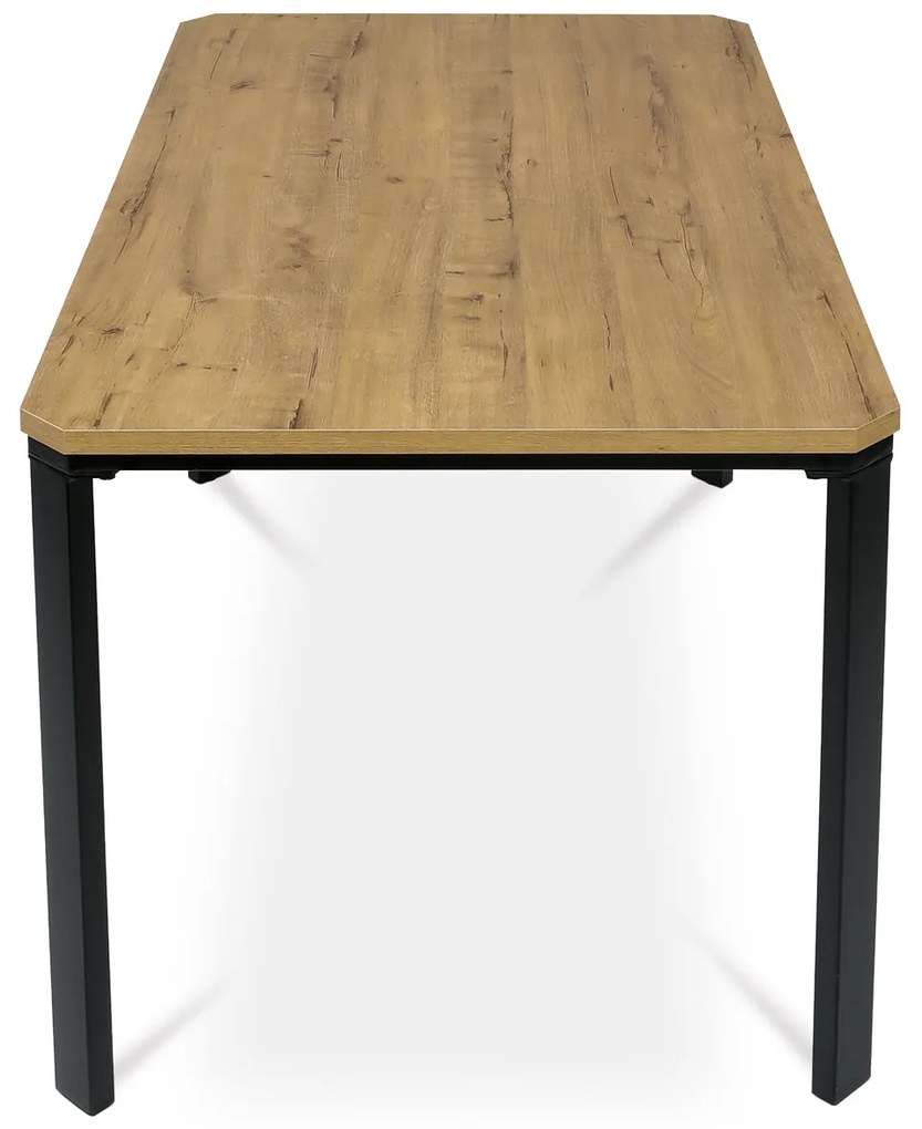 AUTRONIC Stůl jídelní,  MDF deska, dýha divoký dub, kovové nohy, černý lak