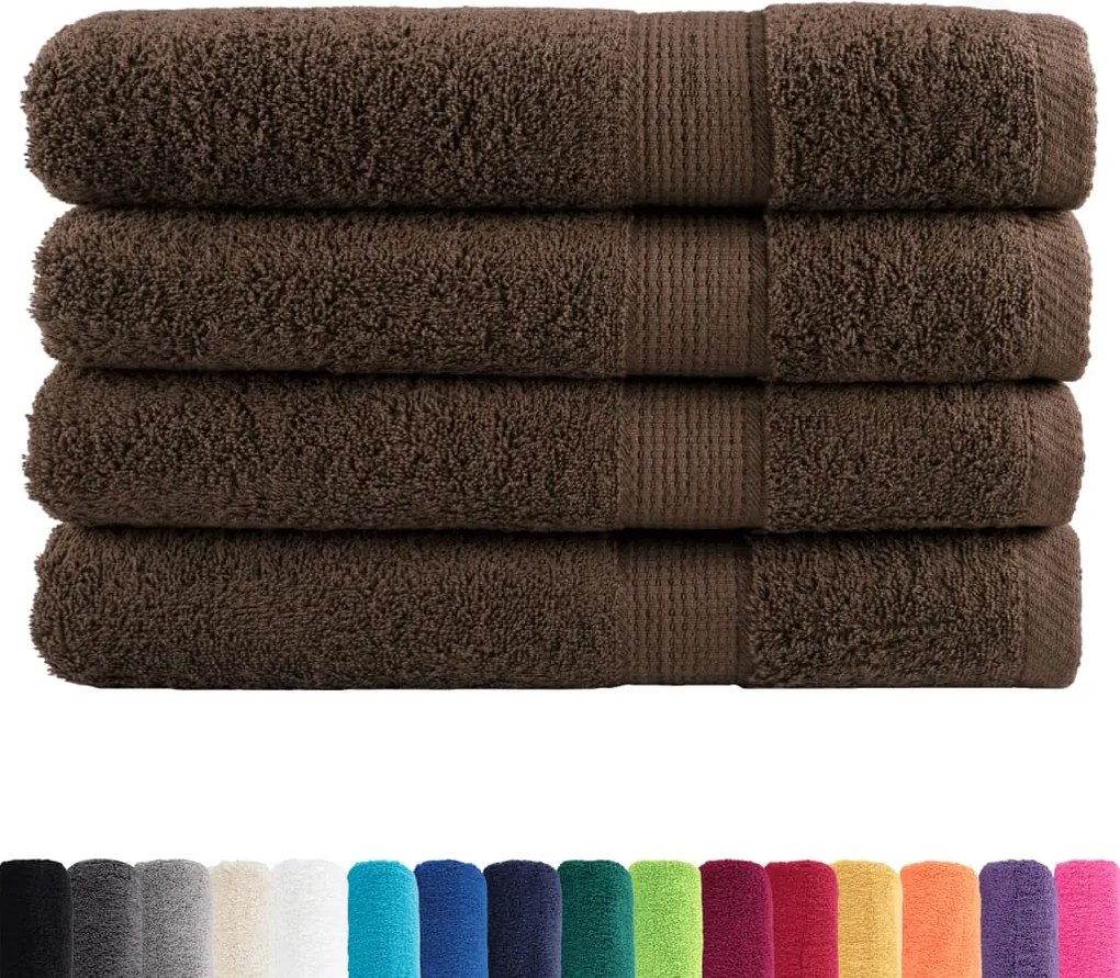 Prémiové saunové osušky SOLUND 4 ks hnědé 80x200 cm 600 g/m² 137243