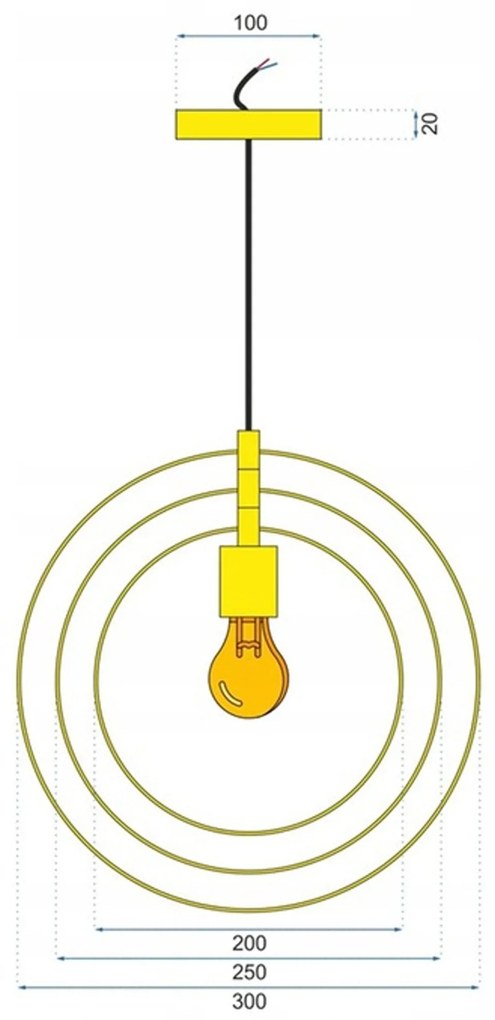 Toolight - závěsná lampa E27 APP286-1CP, zlatá, OSW-08404