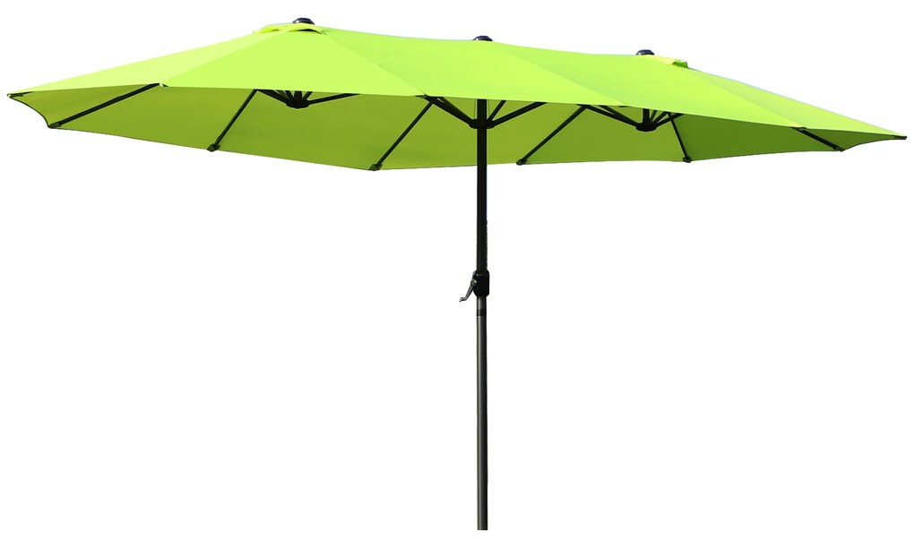 Zahradní slunečník Outsunny 460 x 270 cm oválný s ruční klikou, dvojitý slunečník v zelené barvě na terasu a zahradu | Aosom.de