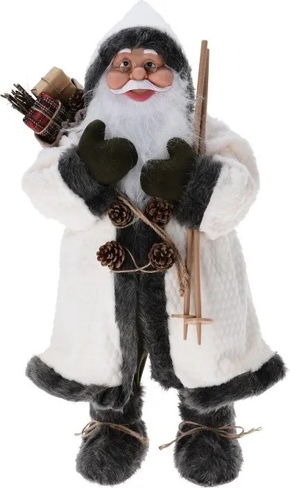 Santa Claus v bílém kožichu 80 cm