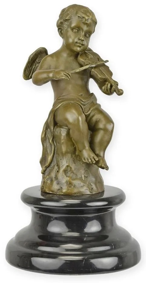 Bronzová socha - Putto hrající na housle anděl