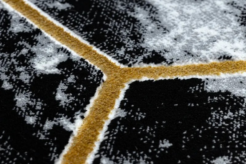 Dywany Łuszczów, Kusový koberec Gloss 409A 82 3D cubes black/gold/grey, 240x330, černobílá, kancelář