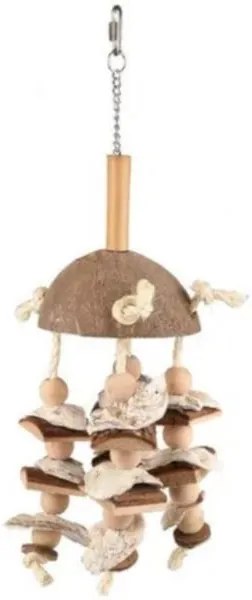 Hračka pták přírodní kokos/lastury/dřevo/juta/bambus 47cm