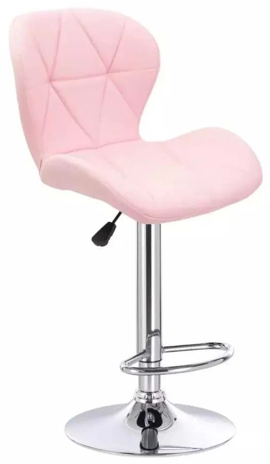 LuxuryForm DESIGN Barová židle LIVIO na stříbrné kulaté podstavě - růžová