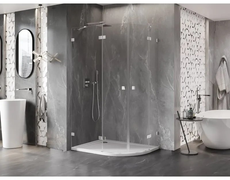 Mexen Lunar, půlkruhový sprchový kout naklápěcí doleva 100 x 70 cm, 8mm čiré sklo, chromový profil, 833-100L-070P-01-00